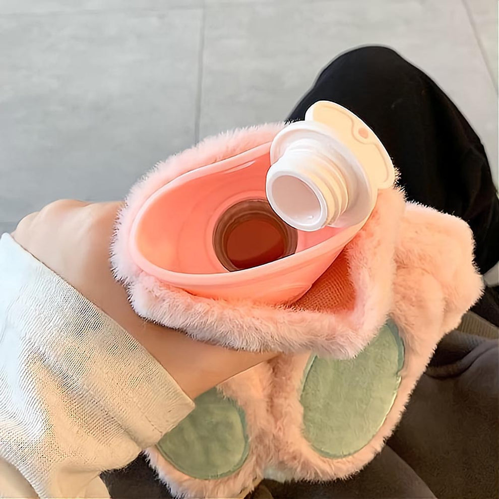 Fluffy Rabbit Hot Water Bottle, 1000ml, Water Hand Warmer with Plush ...